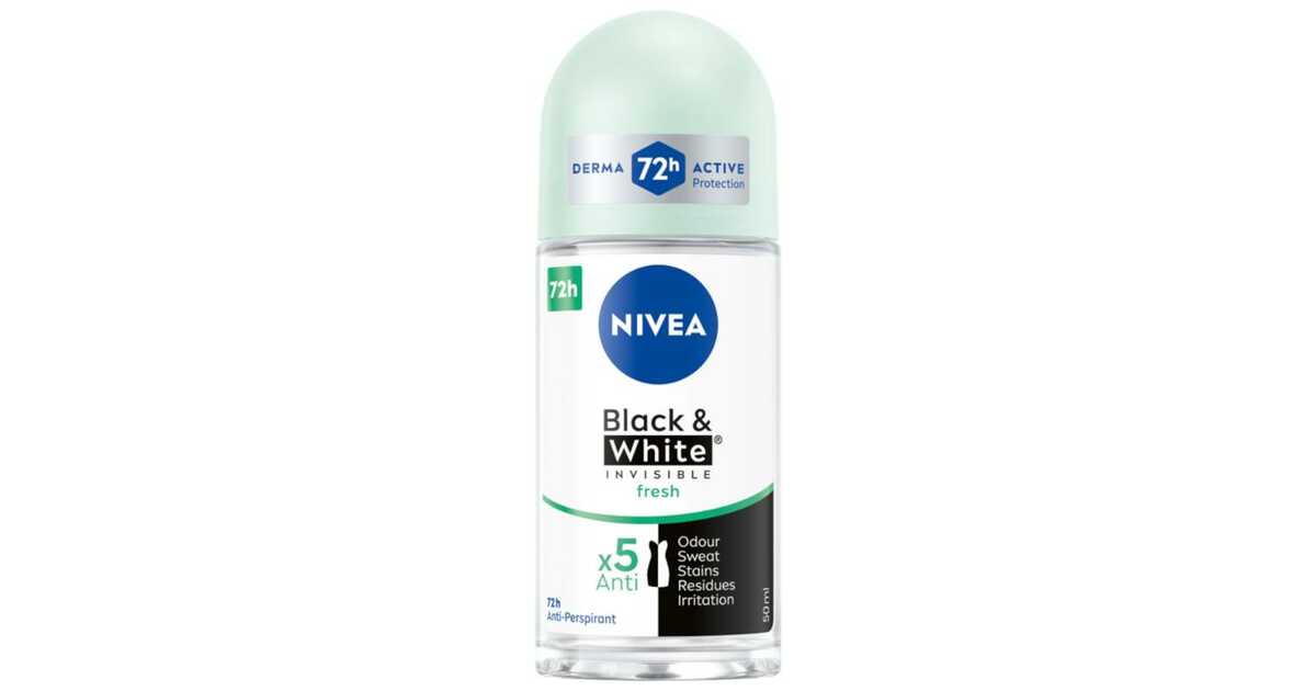 NIVEA Antiperspirant Roll-On Black & White Invisible Fresh 50ml ...